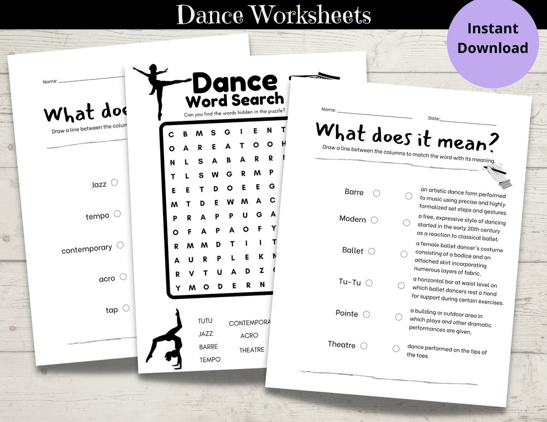 Dance Teacher Dance Worksheets Dance Wordsearch Printable - Etsy