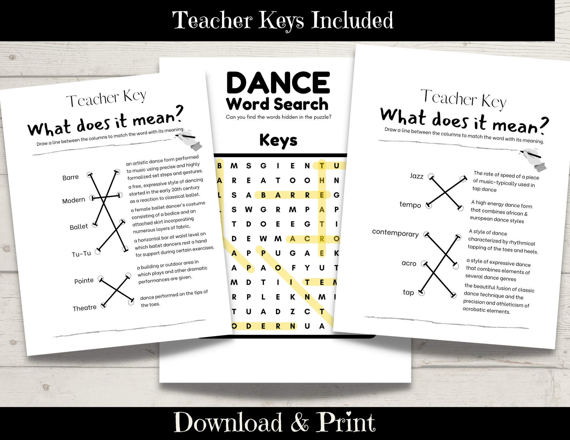 Dance Teacher Dance Worksheets Dance Wordsearch Printable - Etsy