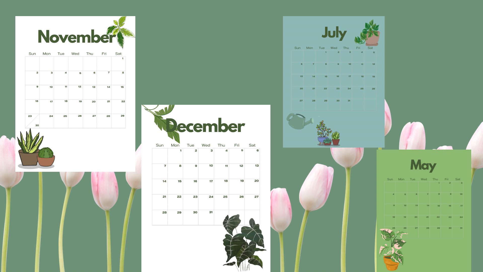 2023-2024 Digital Calendar Monthly Calendar Plant Calendar Printable ...