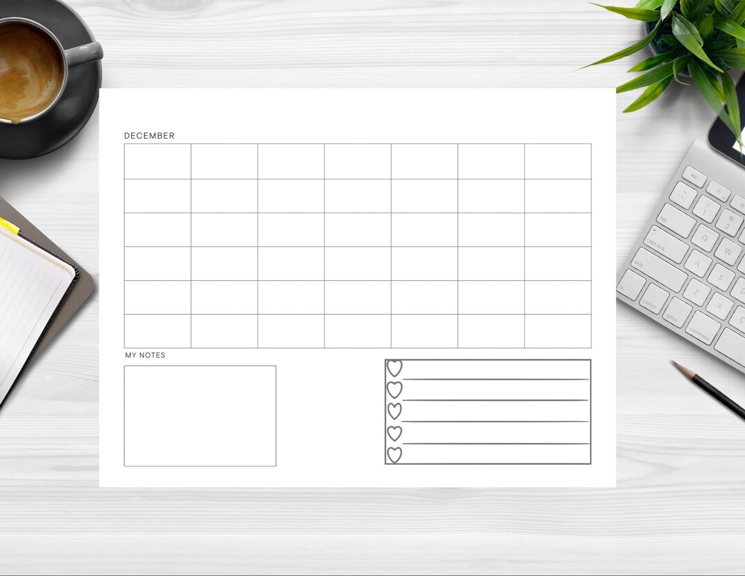 Monthly Blank Calendar, Simple Minimalist Design (PDF Printable) - Etsy