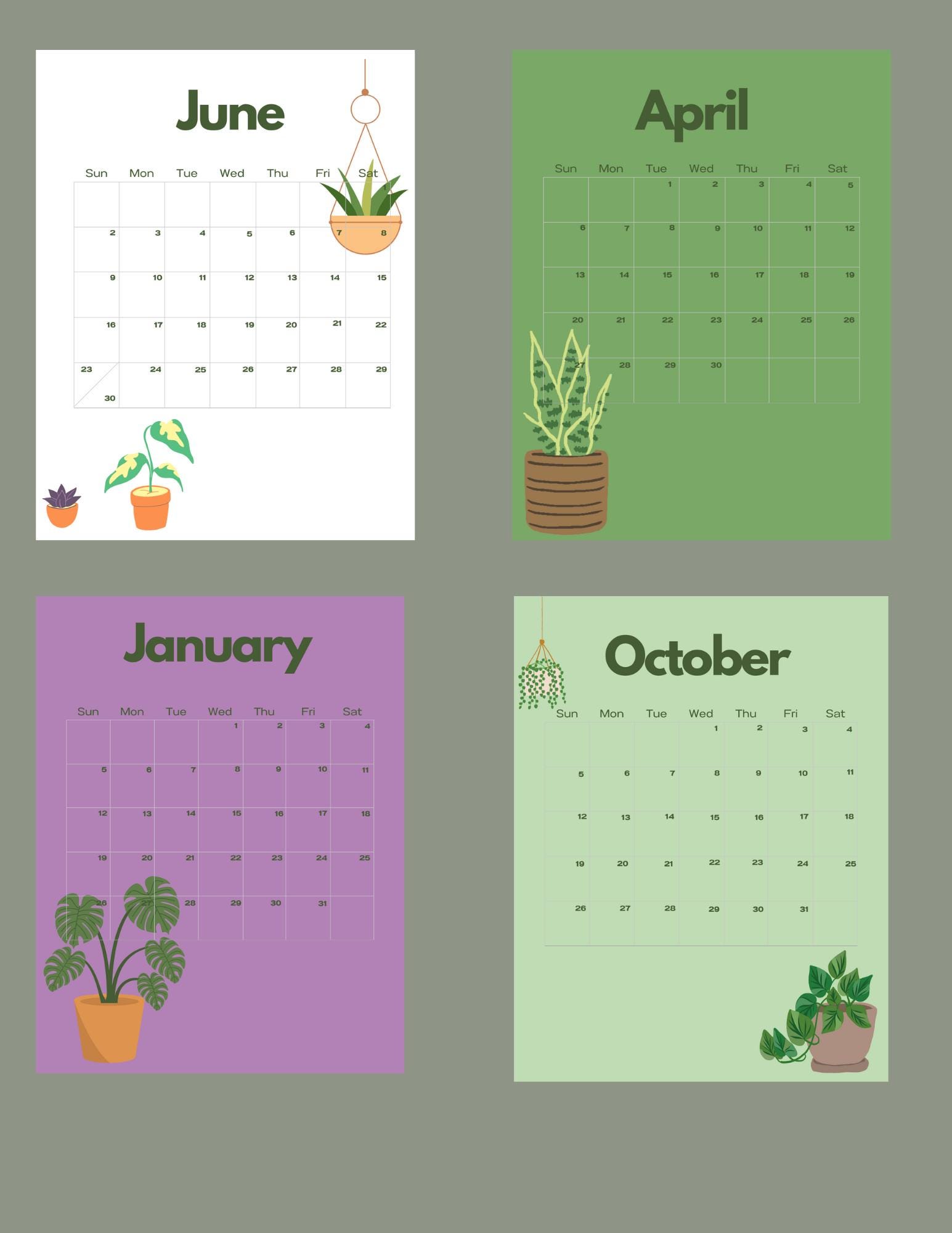 2023-2024 Digital Calendar Monthly Calendar Plant Calendar Printable ...