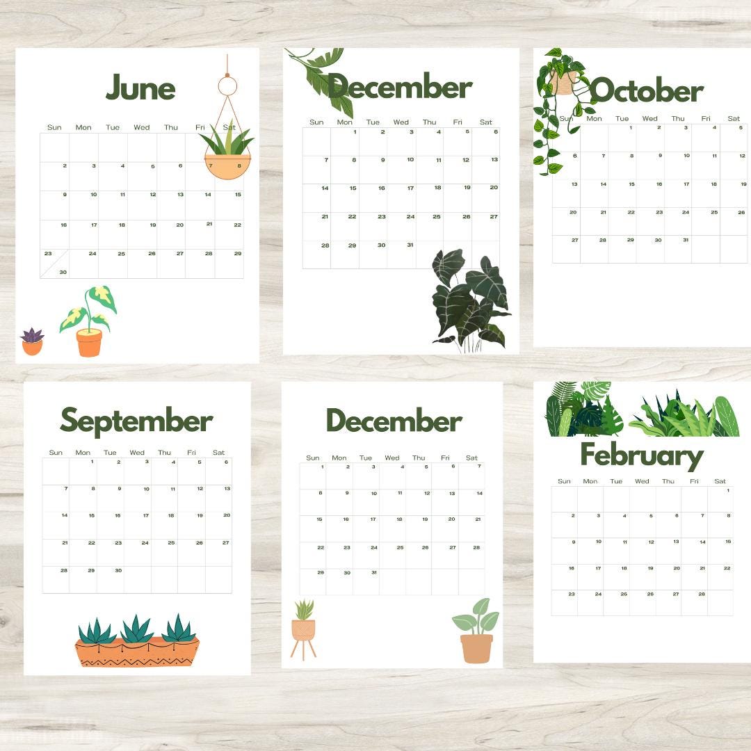 2023-2024 Digital Calendar Monthly Calendar Plant Calendar Printable ...