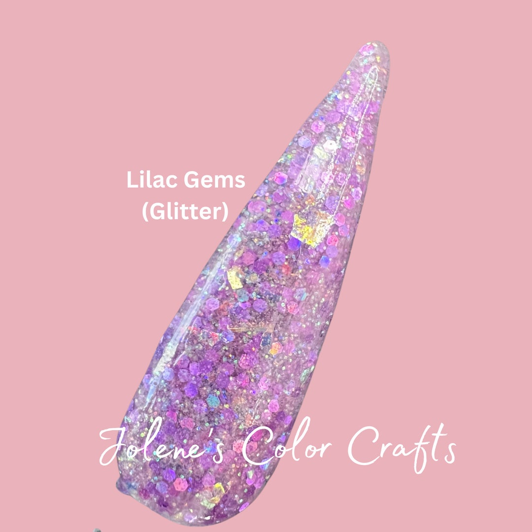 Lilac Glitter Dip Powder Nails - Long Lasting Acrylic - Colorful Nail ...