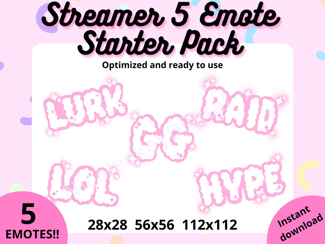Twitch Streamer Starter Pack Emotes, Hype, LOL, GG, Raid and Lurk Pink ...