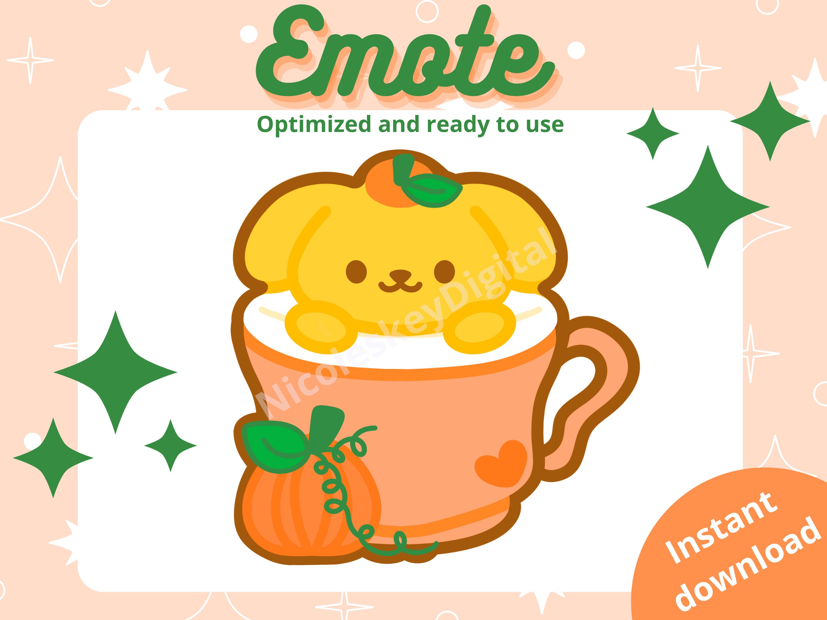 Pupkin Emote Pumpkin Fall Pup Cup Cute Puppy Dog Emote Golden - Etsy