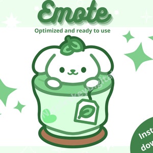 Matcha Green Tea Pup Cup Emote Traditional Japanese Teacup Cute Puppy ...