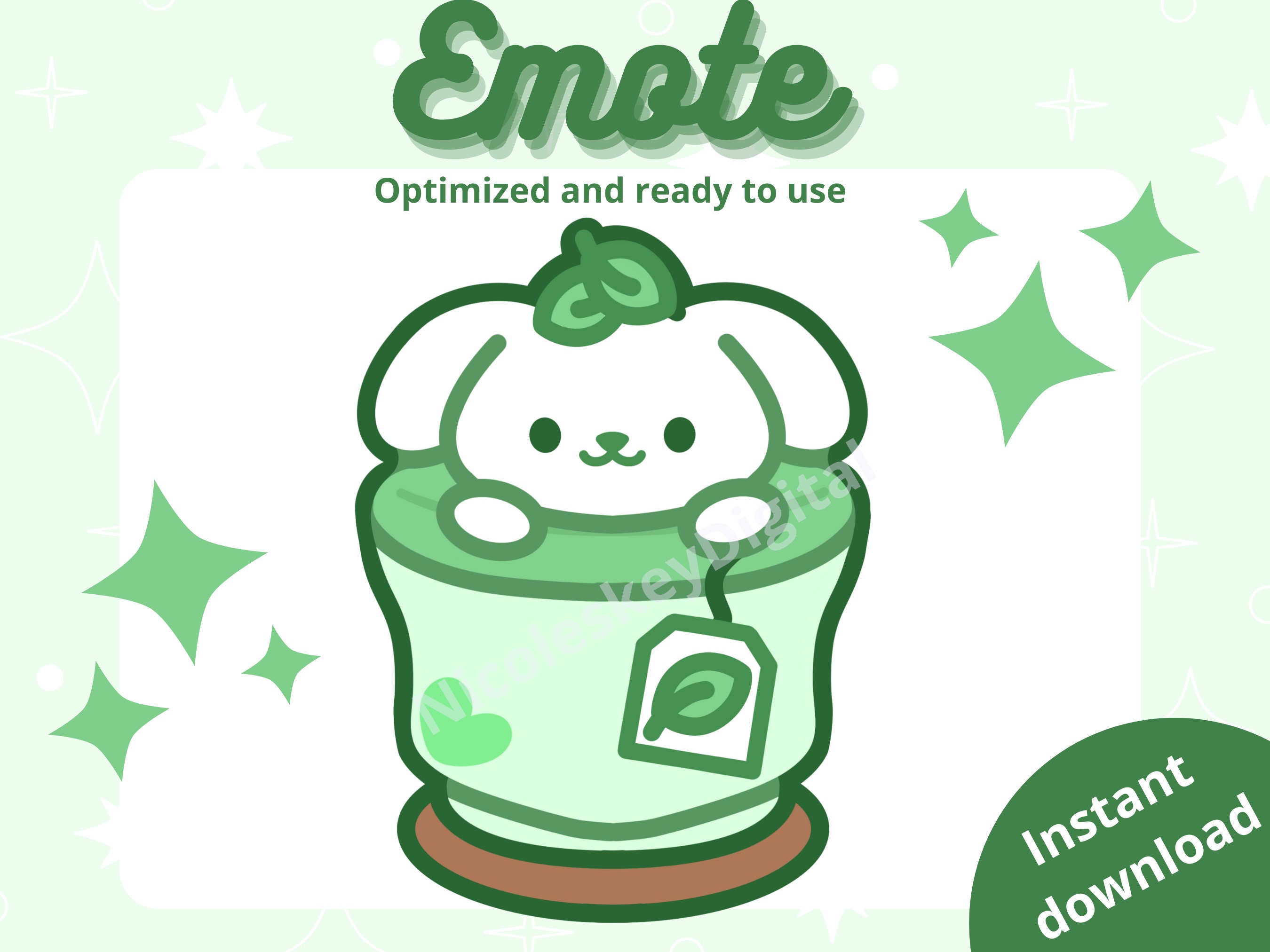 Matcha Green Tea Pup Cup Emote Traditional Japanese Teacup Cute Puppy ...