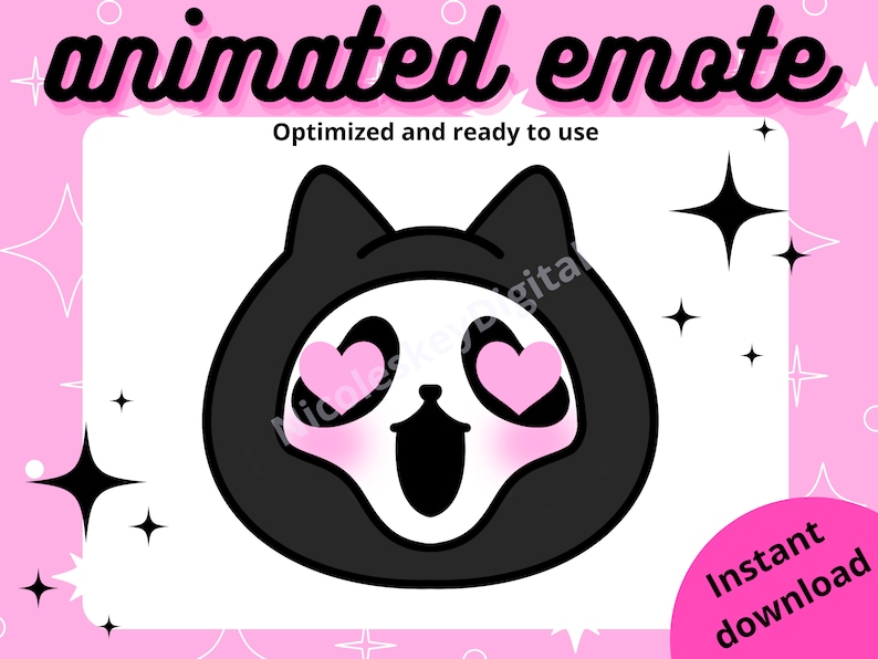 Animated Ghost Kitty Heart Eyes Emote: Twitch, Discord (GIF) - Etsy ...