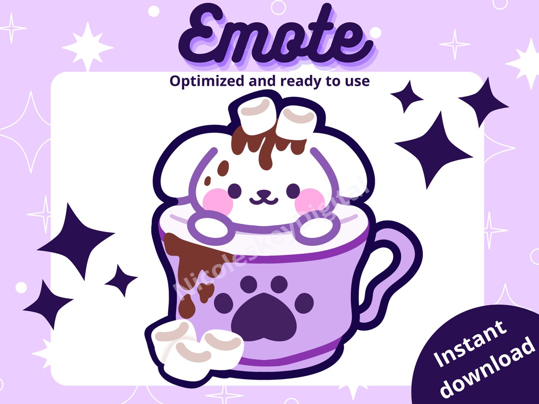 Marshmallow Pup Cup Emote Hot Cocoa Choco Fall Cup Cute Puppy Dog Emote ...