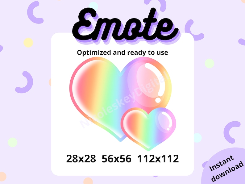 Rainbow Heart Twitch Emote, Discord Emote Pastel Cute Twitch Sub Badge ...