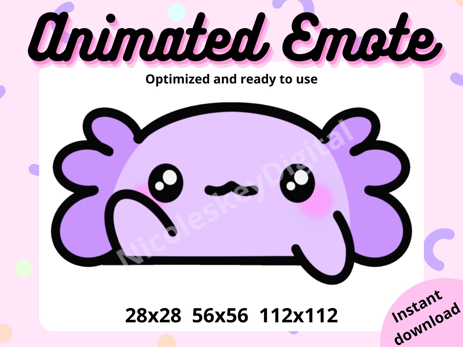 Animated Bongo Axolotl Purple Emote Twitch Discord Cute Kawaii Lilac ...