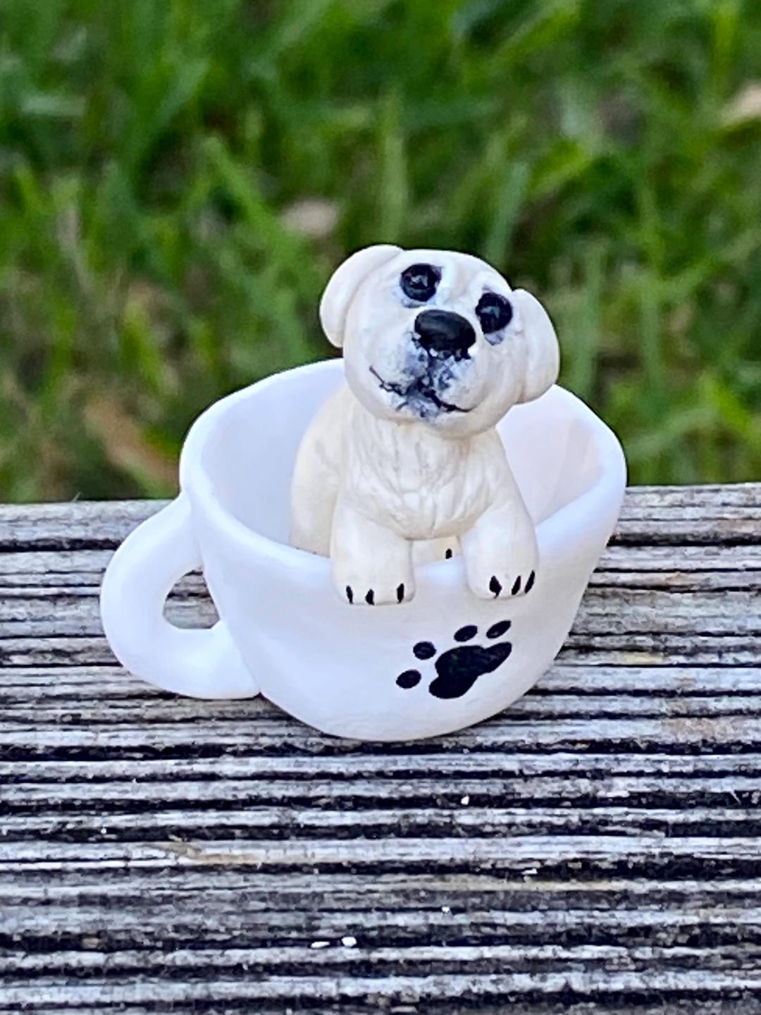 Lab Pup in a Cup. Mini Labrador Dog Figurine Collectable. Cute Desk ...