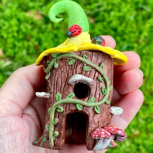 Handmade Ladybug Fairy House. Fairy Garden Decor Gift. Polymer Clay ...