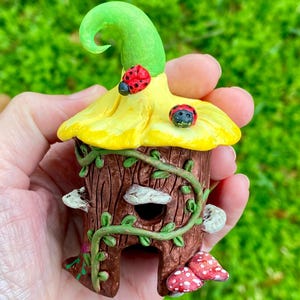 Handmade Ladybug Fairy House. Fairy Garden Decor Gift. Polymer Clay ...