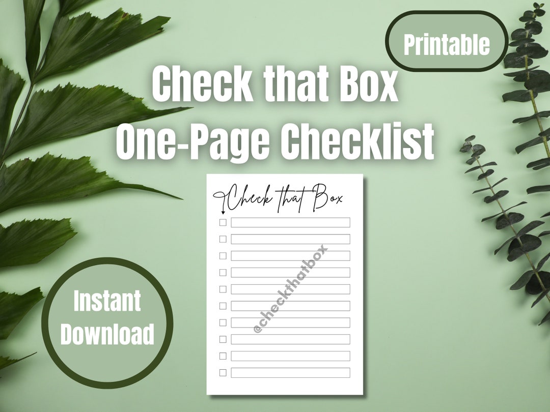 Check That Box Printable Checklist | 10 Item To-do List | One-page ...