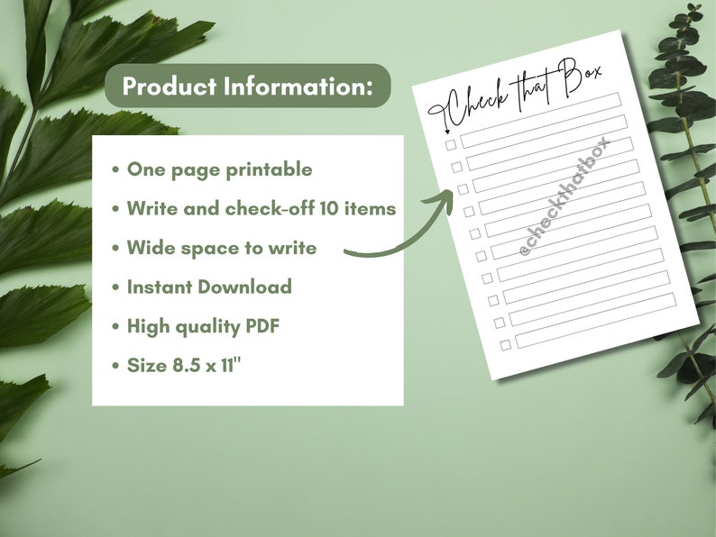 Check That Box Printable Checklist | 10 Item To-do List | One-page ...