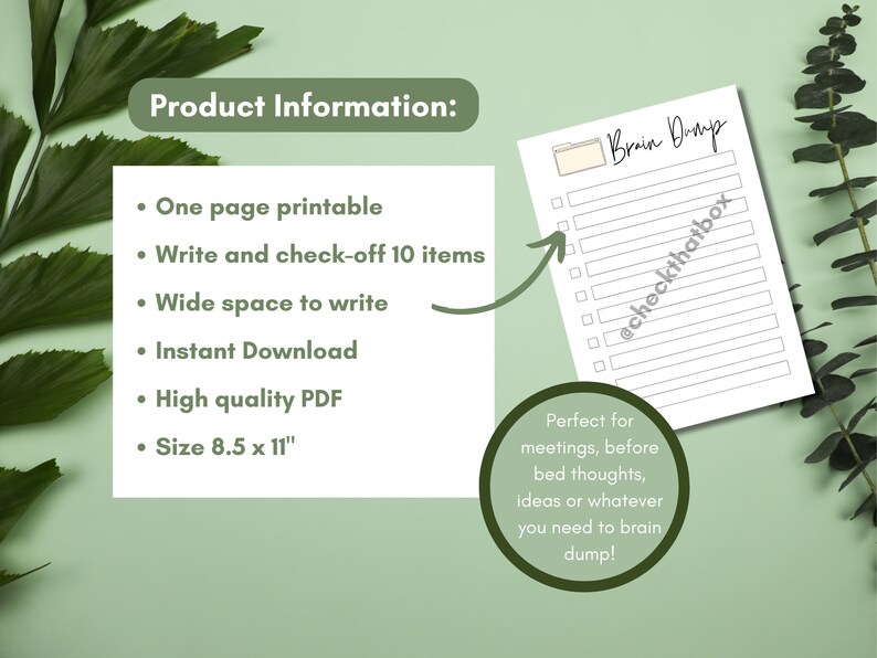 Brain Dump Printable Checklist; One Page TO-DO List - Etsy