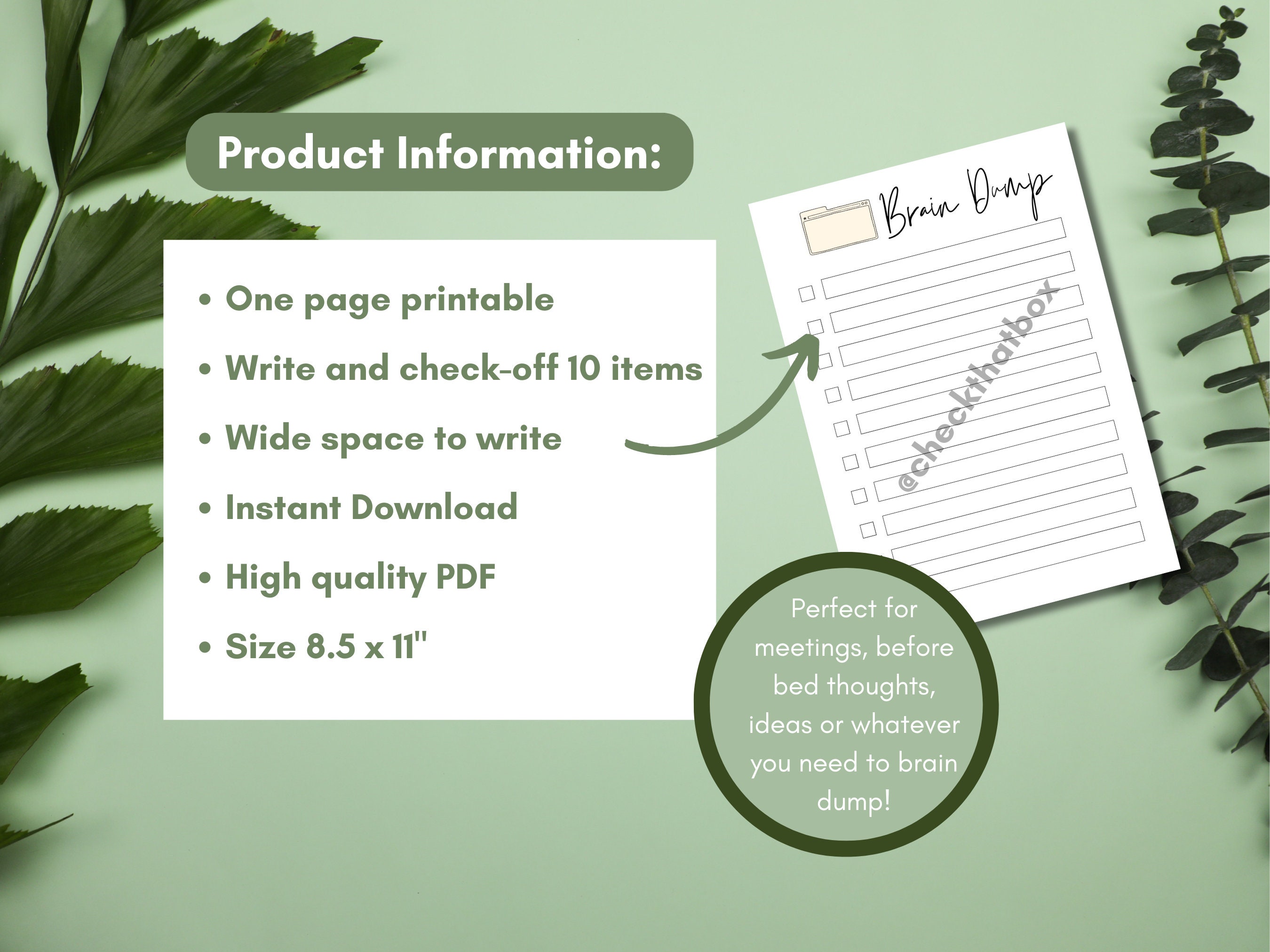 Brain Dump Printable Checklist; One Page TO-DO List - Etsy