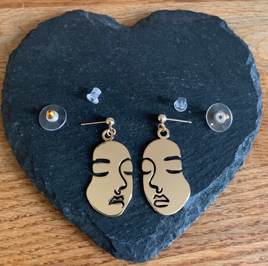 Gold Abstract Minimalist Picasso Face Stud/earrings - Etsy
