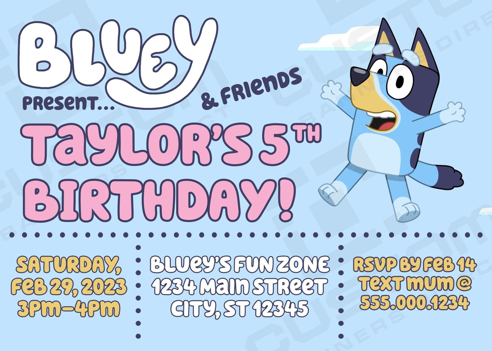 WE PRINT! Blue Dog 5"x7"/4"x6" Custom Birthday Invitation, FREE Back ...
