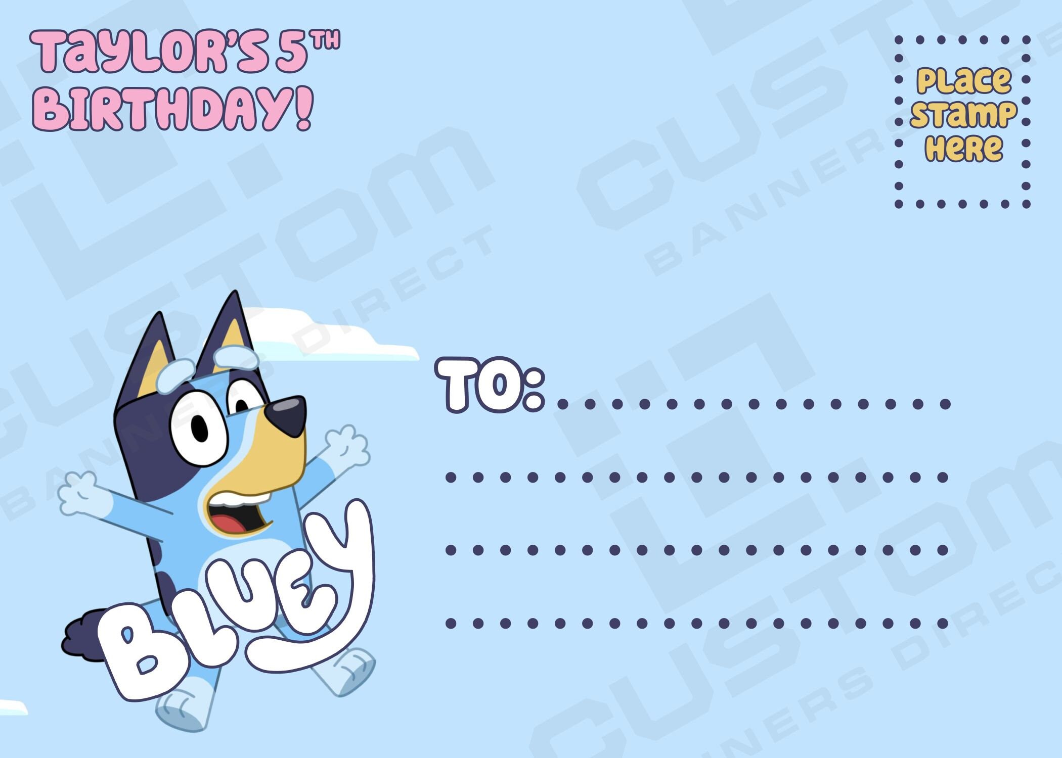 WE PRINT! Blue Dog 5"x7"/4"x6" Custom Birthday Invitation, FREE Back ...