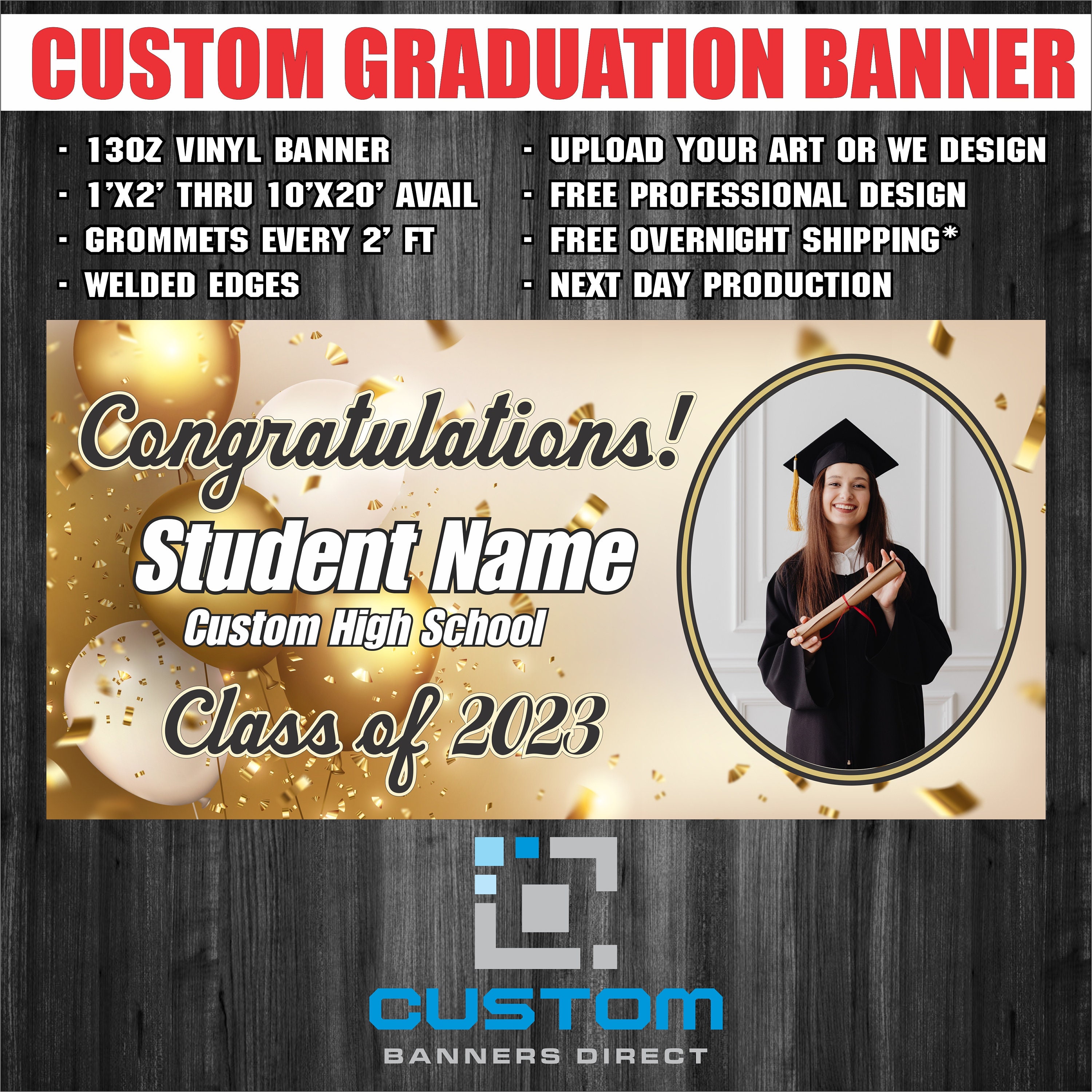 Grad Graduation Banner Custom 13oz Full Color Indoor/outdoor - Etsy