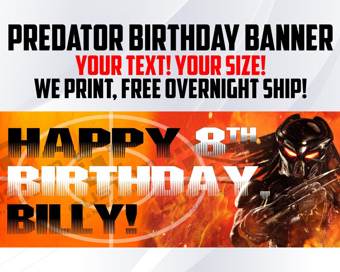 FULL COLOR PREDATOR Birthday Indoor/outdoor Vinyl Banner W/grommets ...