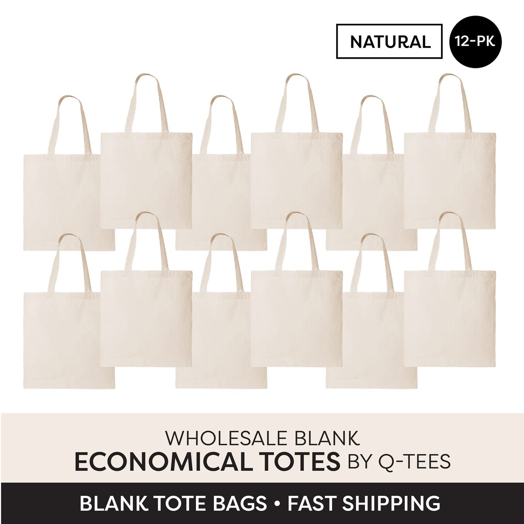 12 Pack NATURAL Blank 6 Oz. Tote Bags for Crafting, Cotton Tote Bags ...