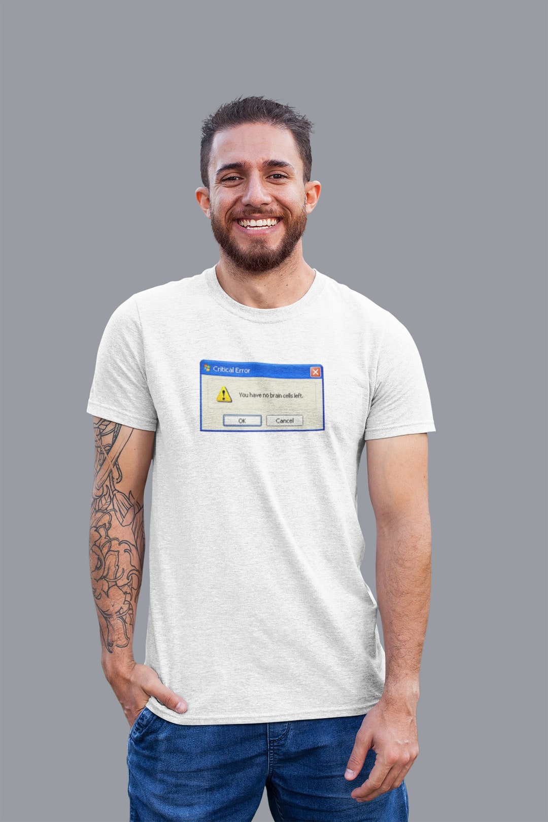 Critical Error Shirt, No Brain Cells Left, Funny Meme Shirt, Funny ...