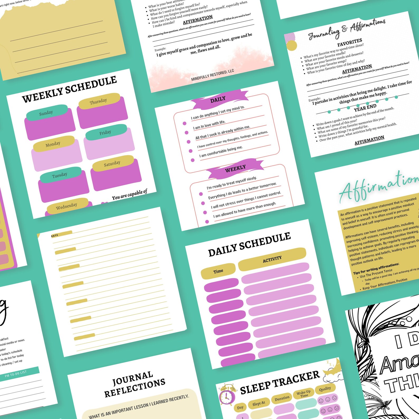 Journal Prompts & Affirmation Workbook Mindfulness Workbook Printable ...