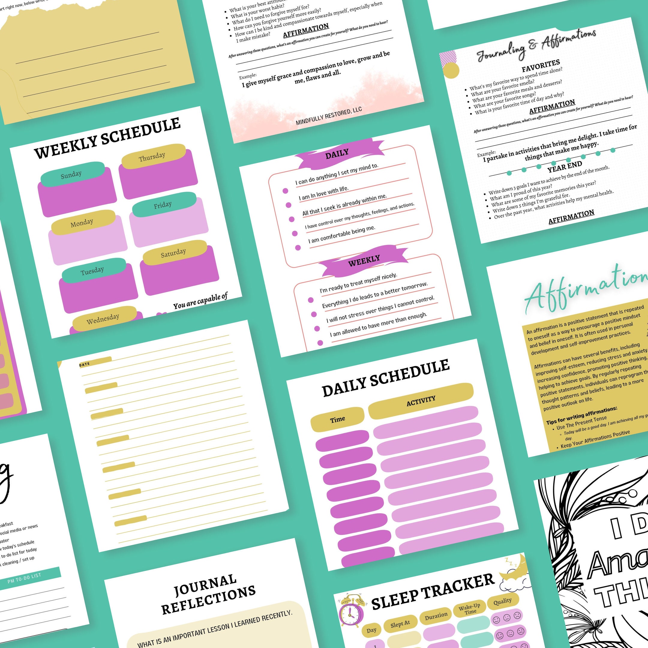 Journal Prompts & Affirmation Workbook Mindfulness Workbook Printable ...