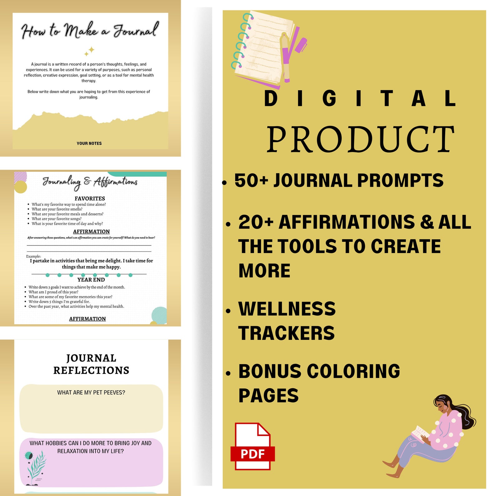 Journal Prompts & Affirmation Workbook | Mindfulness Workbook ...