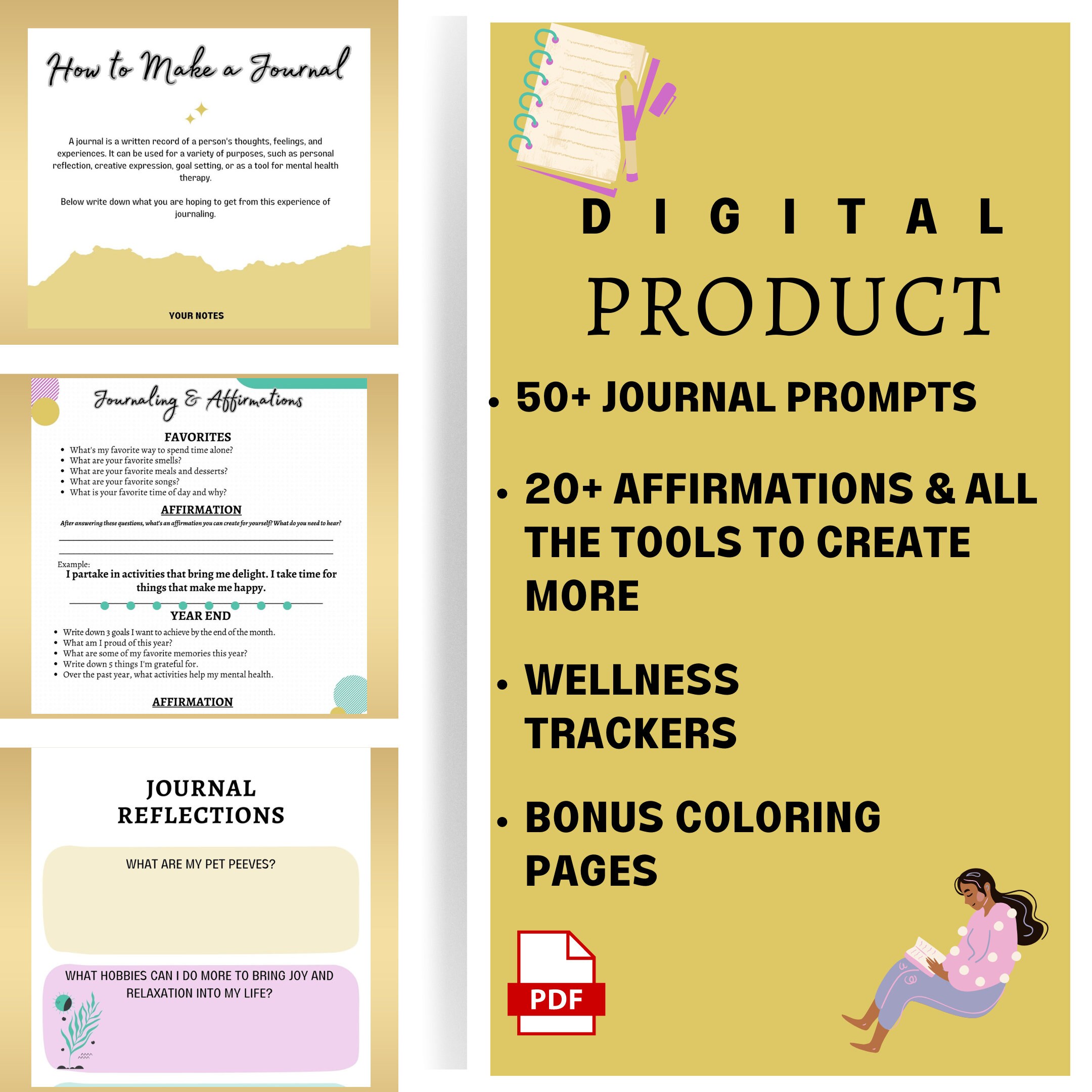 Journal Prompts & Affirmation Workbook | Mindfulness Workbook ...