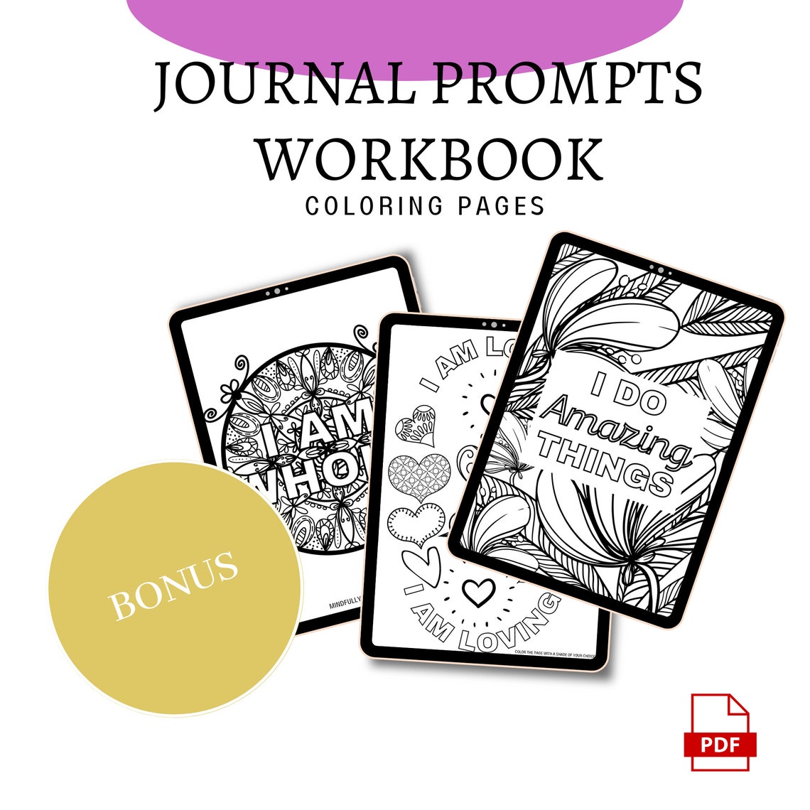 Journal Prompts & Affirmation Workbook Mindfulness Workbook Printable ...