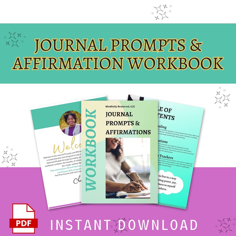 Journal Prompts & Affirmation Workbook | Mindfulness Workbook ...