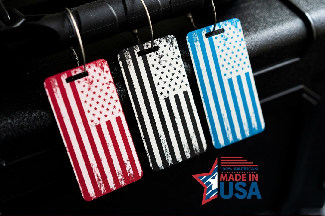 American Flag Luggage Tags Personalized, US Flag Luggage Tag, Metal ...