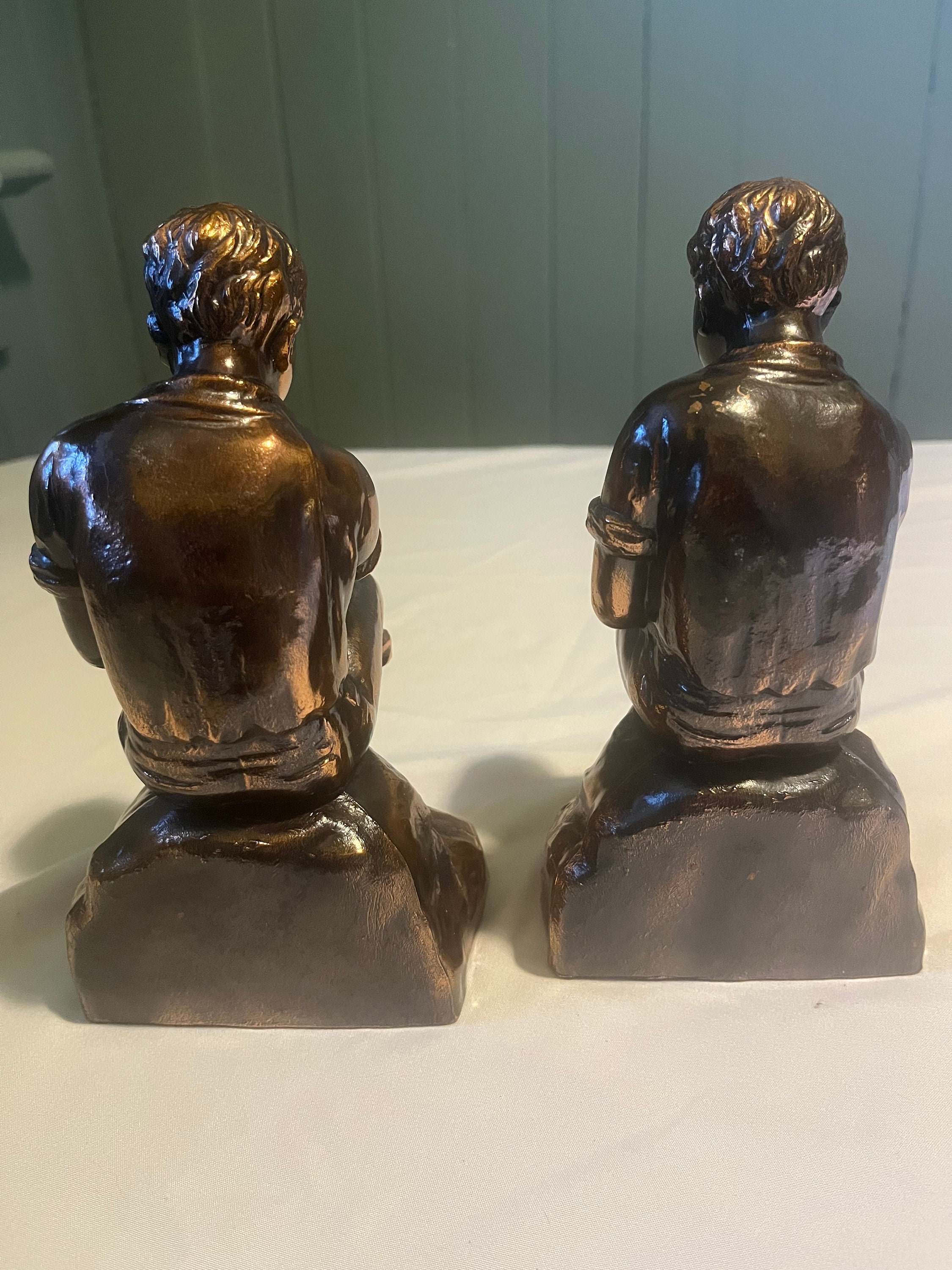 Vintage Metal Bookends Man Thinking Reading - Etsy
