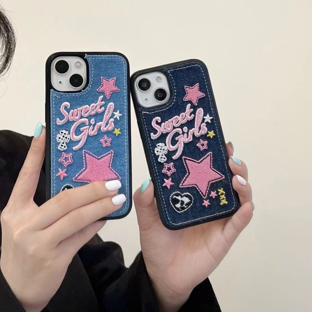 Fashion Denim Glitter Star Phone Case - Etsy