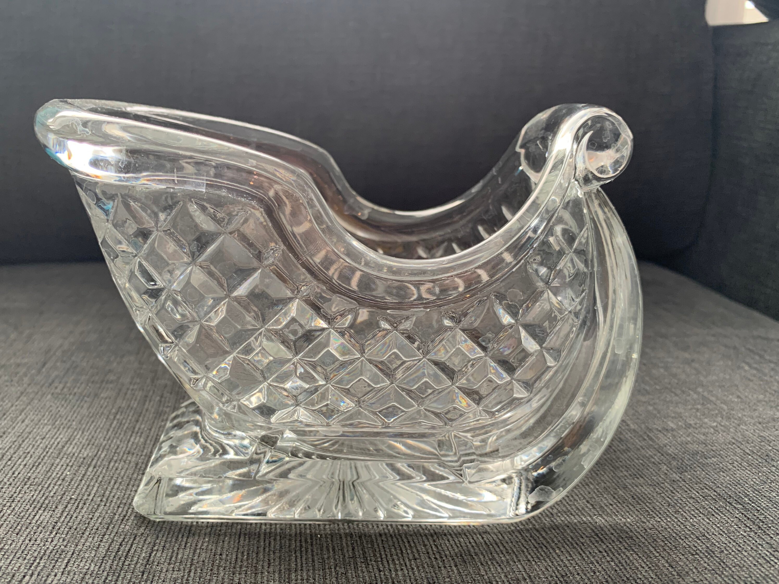 Santa Christmas Sleigh Clear Heavy Pressed Glass - Etsy