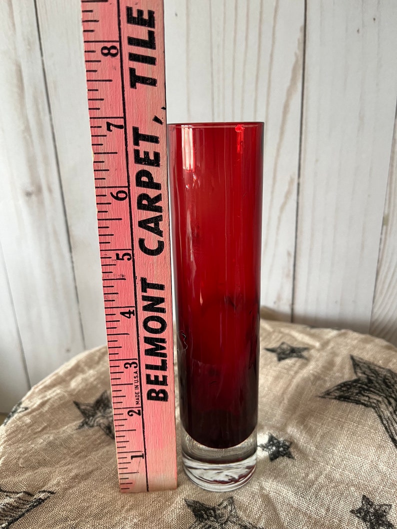 Vintage Tall Ruby Red Vase - Etsy