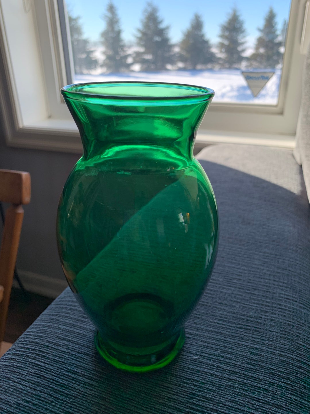 Vintage Emerald Green Glass Vase - Etsy