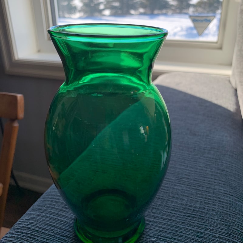 Green Glass Vase - Etsy
