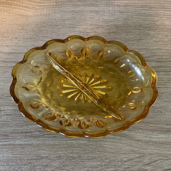 Pressed Glass Divided Dish - Etsy