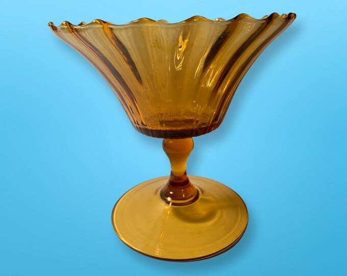 FTDA Amber Glass Rectangle Pedestal Candy Dish Lace Edge Pedestal Bowl ...