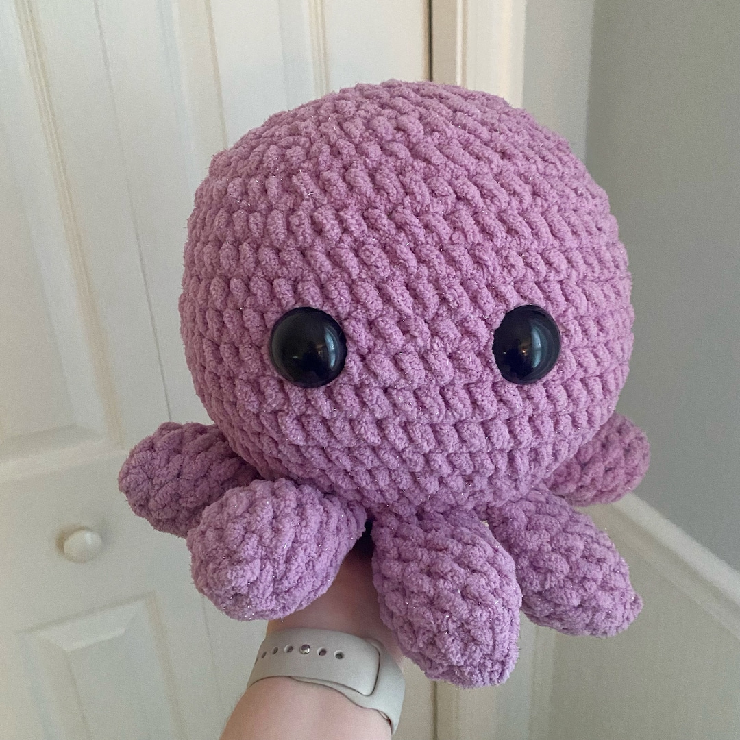 Crochet Purple Sparkle Kawaii Octopus Plushie - Etsy
