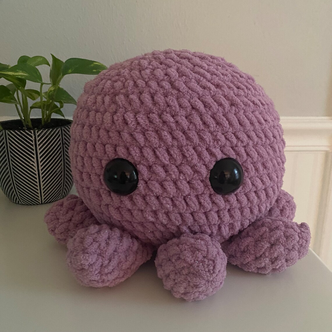 Crochet Purple Sparkle Kawaii Octopus Plushie - Etsy