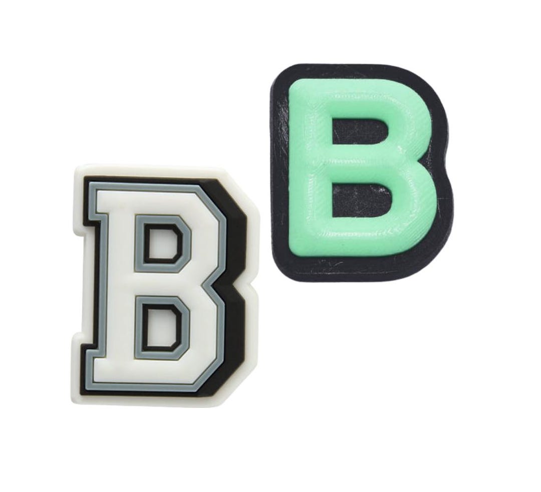 Letter B Croc Charms – Mint Green & Classic Varsity White | Alphabet ...