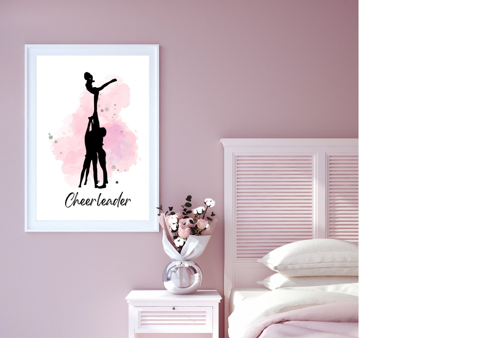 Pink Cheerleader Arabesque Lift Stunt Wallpaper Cheerleading - Etsy