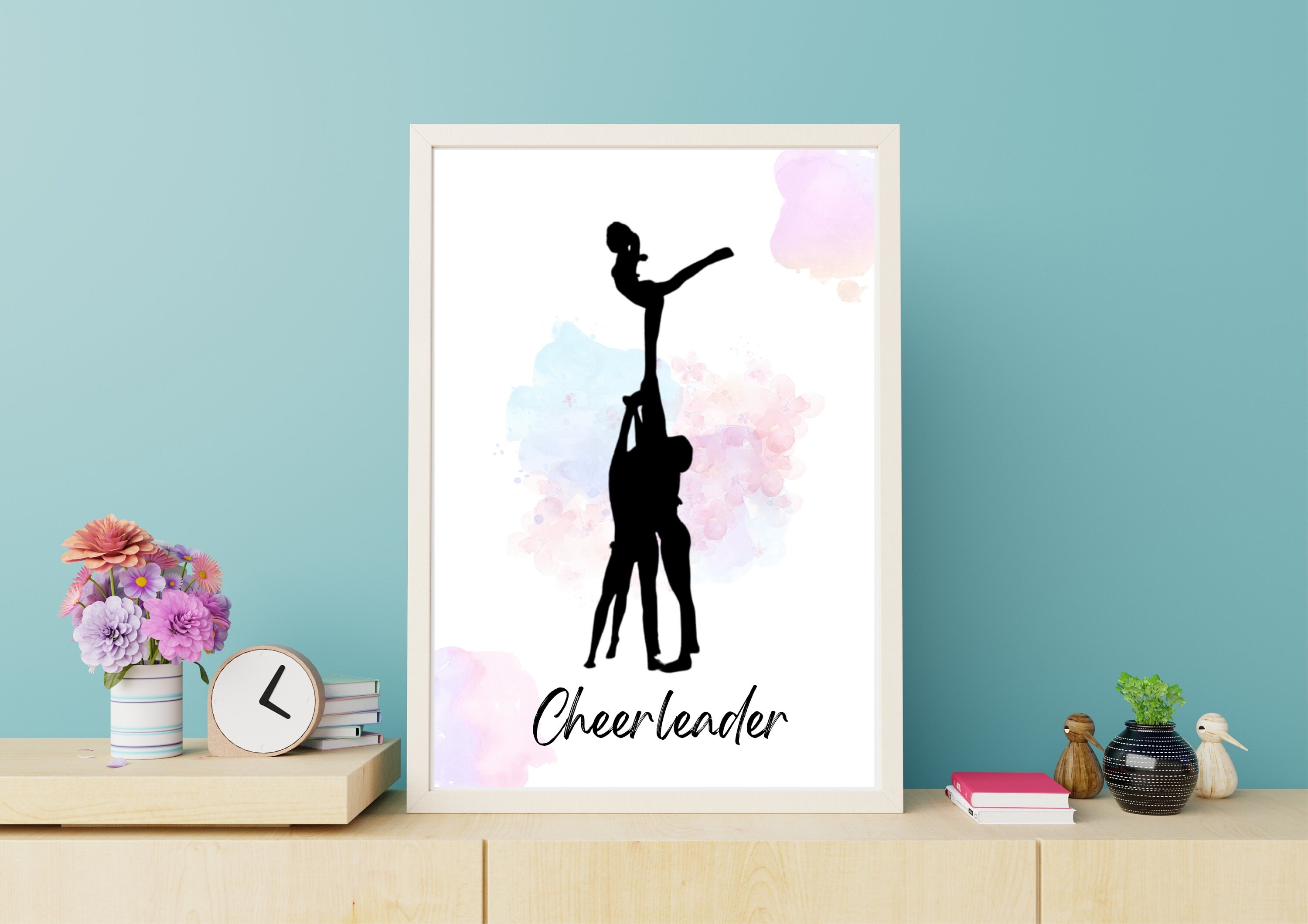 Rainbow Cheerleader Arabesque Lift Cheer Stunt Wallpaper - Etsy