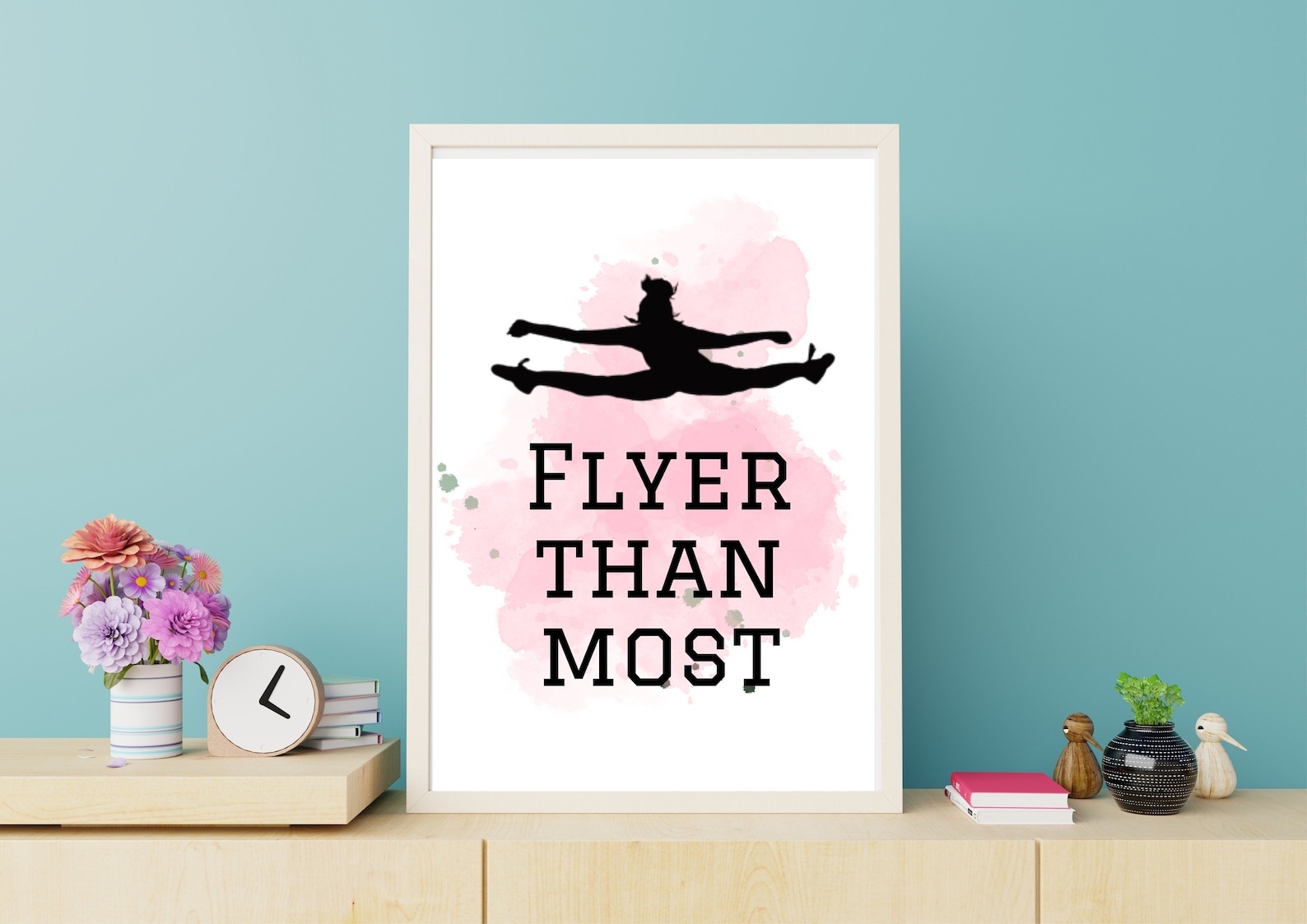 Flyer Than Most Cheerleader Wallpaper | Cheer Printable Wall Art Décor ...